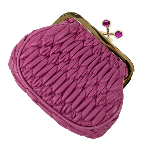 Miu Miu | Bags | Miu Miu Mini Kiss Lock Pouch In Pink Pleated Calfskin ...